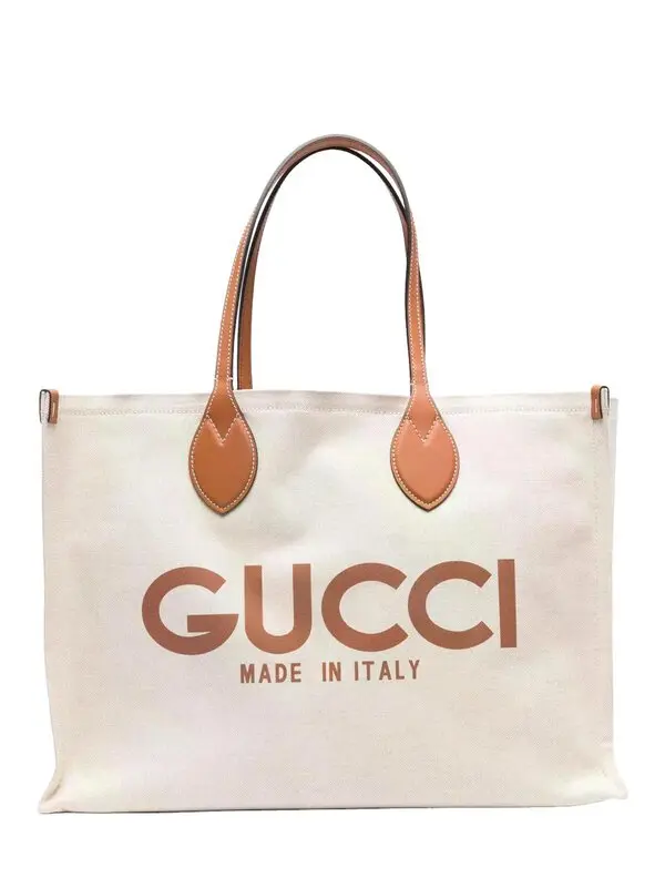 Gucci Large -print Tote Bag - Neutrals