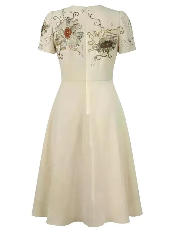 Valentino Garavani Floral Embroidered Sequin Embellished Dress - Neutrals