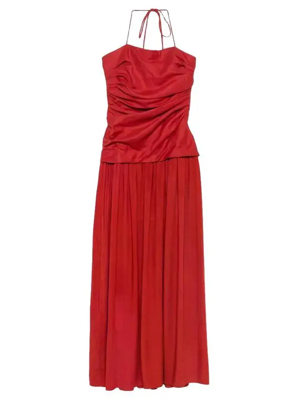 Faithfull The Brand Notte Ruched Bodice Maxi Dress - Red