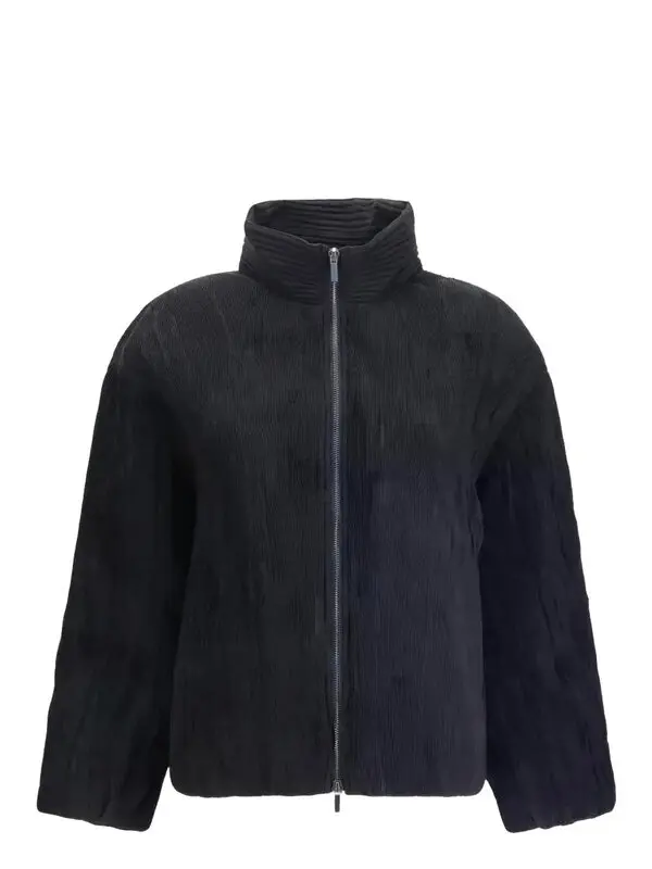 GONGDID DESIGN Padded Plissé Bomber Jacket - Black