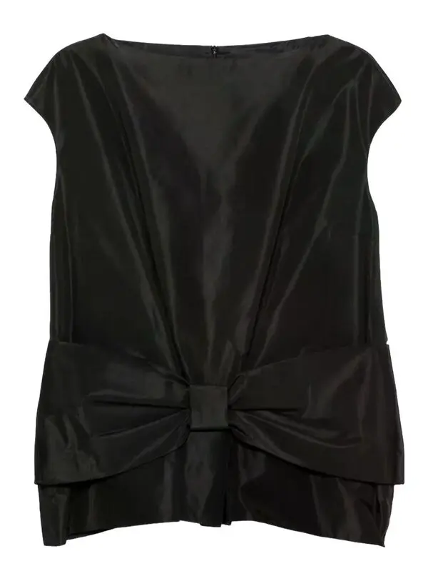Simone Rocha Taffeta Bow Detail Peplum Top - Black