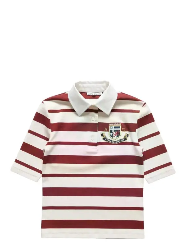 Acne Studios Striped Crest-patch Polo Shirt - Red
