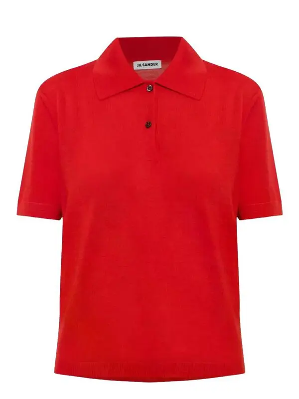 JIL SANDER Short-sleeve Wool Polo Shirt - Red