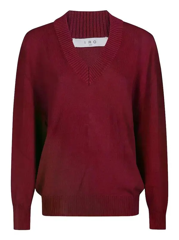 IRO PARIS Ribbed-trim V-neck Sweater - Red