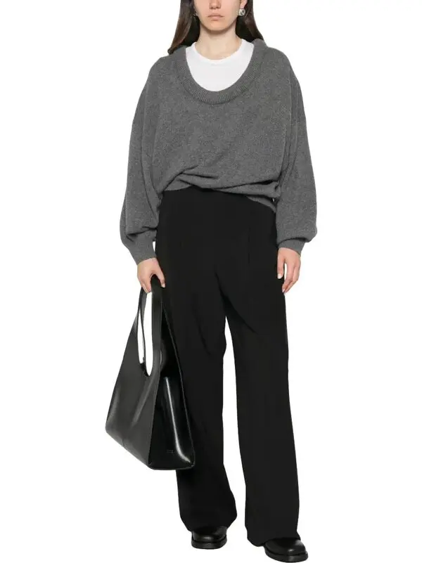 LISA YANG Doria Scoop-neck Long-sleeve Sweater - Grey