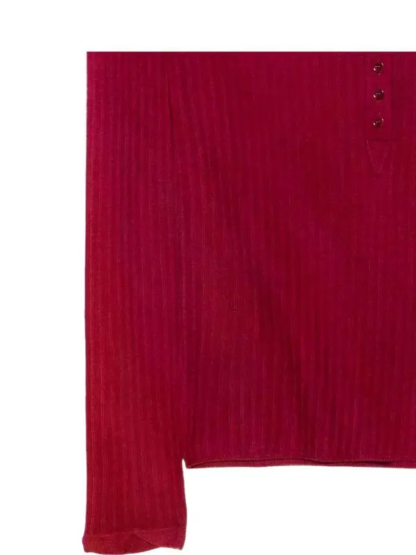 Patrizia Pepe Rib-knit Button-placket Sweater - Red