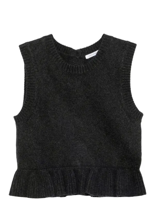 Cecilie Bahnsen Ruffled Knit Vest - Grey