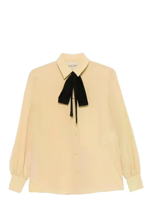 Valentino Garavani Bow-detail Buttoned Shirt - Neutrals