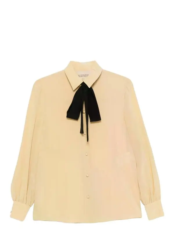 Valentino Garavani Bow-detail Buttoned Shirt - Neutrals