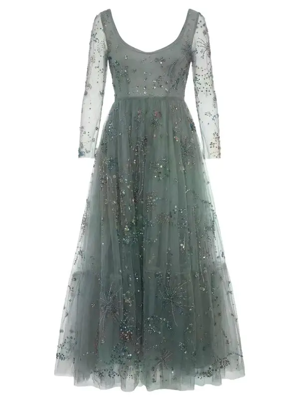 Valentino Garavani Embellished Tulle Maxi Dress - Grey