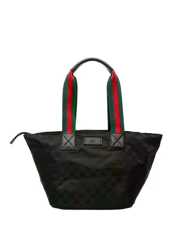 Gucci 2000-2015 Gg Canvas Web Tote Bag - Black