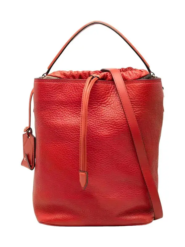Burberry 2000-2017 House Check Canvas And Calfskin Ashby Bucket Bag Satchel - Red