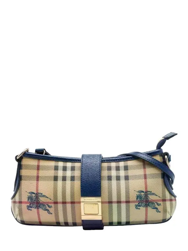 Burberry 2000-2017 Haymarket Check Coated Canvas Crossbody Bag - Blue