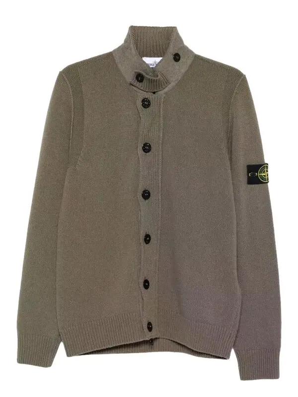 Stone Island Logo-patch Button-up Cardigan - Green