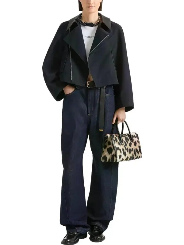 Givenchy Asymmetric Zip Jacket With Leather Collar - Blue