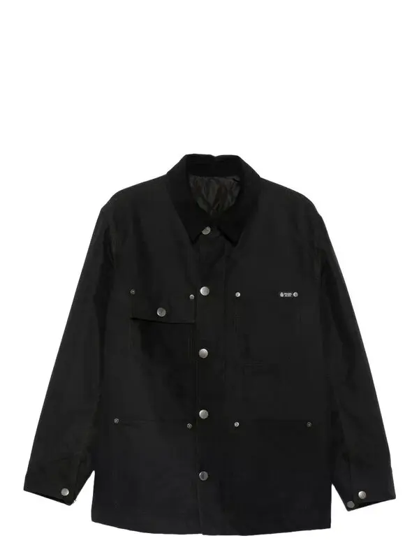 Prada Corduroy-collar Logo-patch Jacket - Black