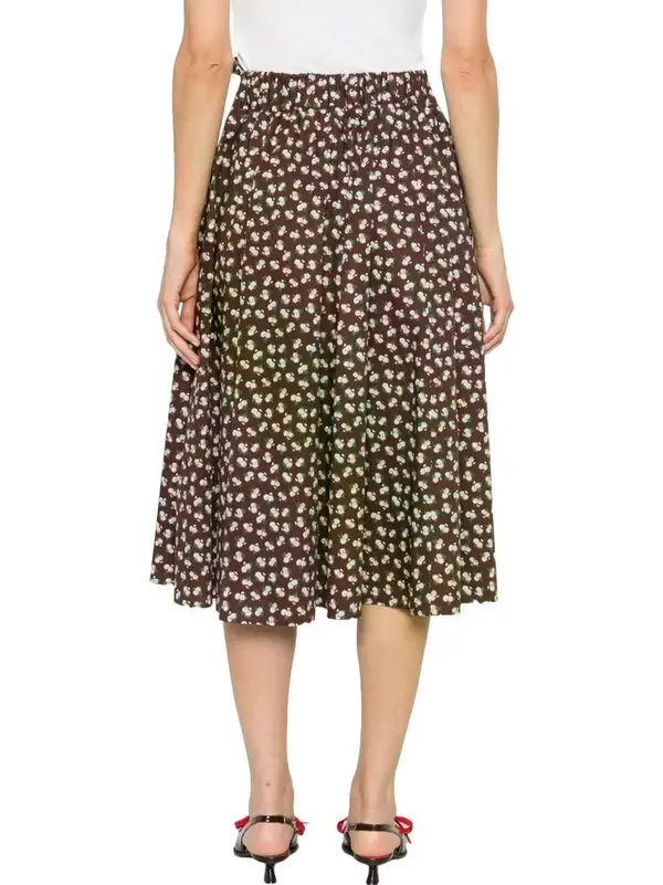 MSGM Floral Print Pleated Midi Skirt - Brown