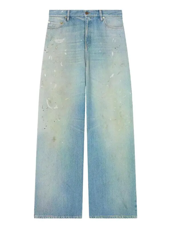 GOLDEN GOOSE Jeans In Light Denim With Golden Embroidered Logo - Blue