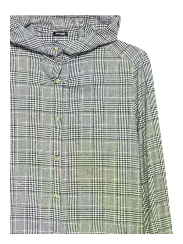 Kiton Check-pattern Hooded Shirt - Grey