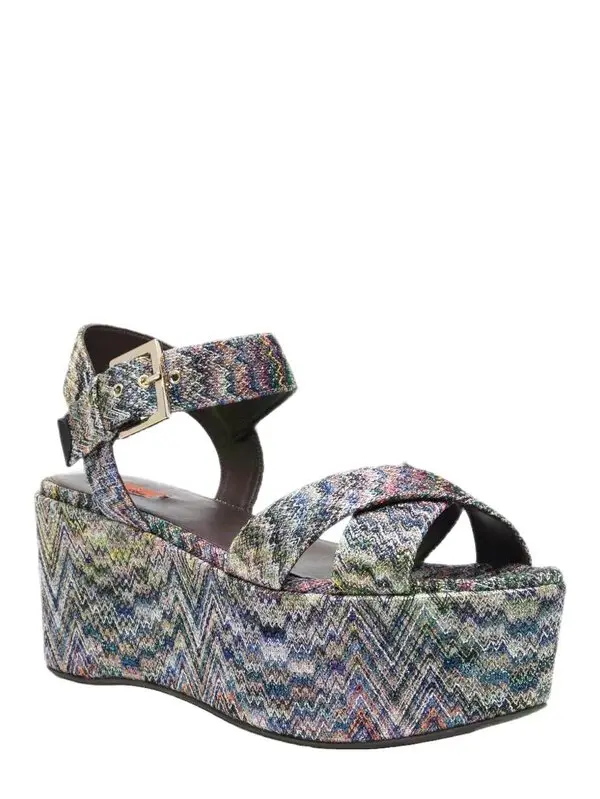 Missoni Zigzag-knit Platform Sandals - Blue