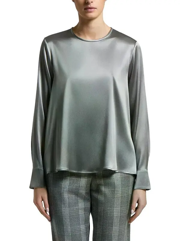 Peserico Satin-finish Long-sleeved Blouse - Grey