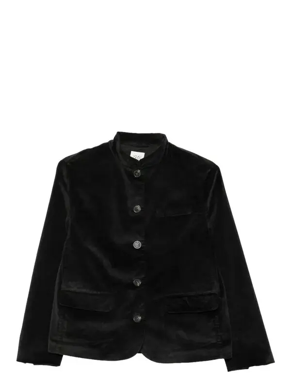 19.61 MILANO Velvet-effect Mandarin-collar Jacket - Black