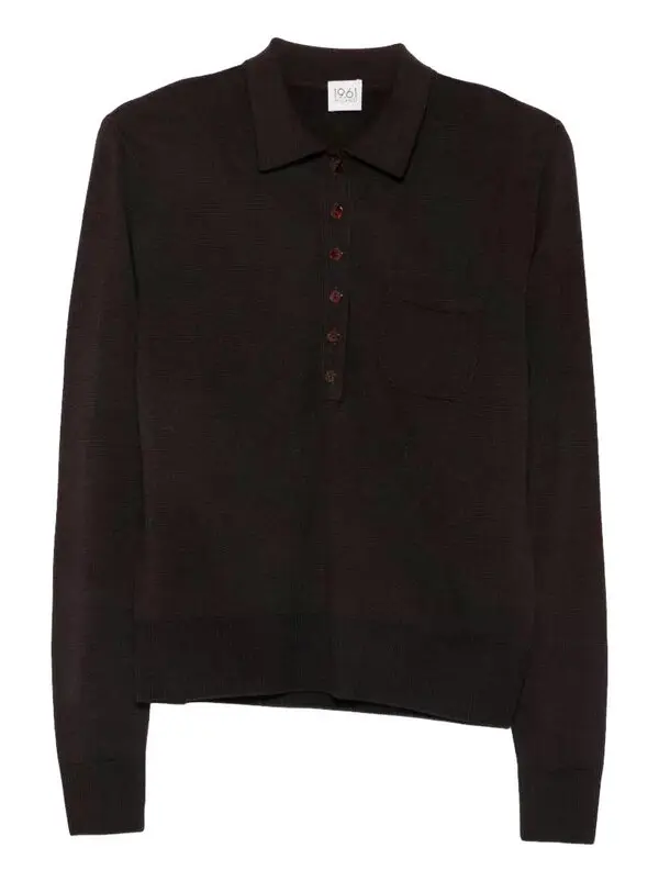 19.61 MILANO Button-down Polo Sweater - Brown