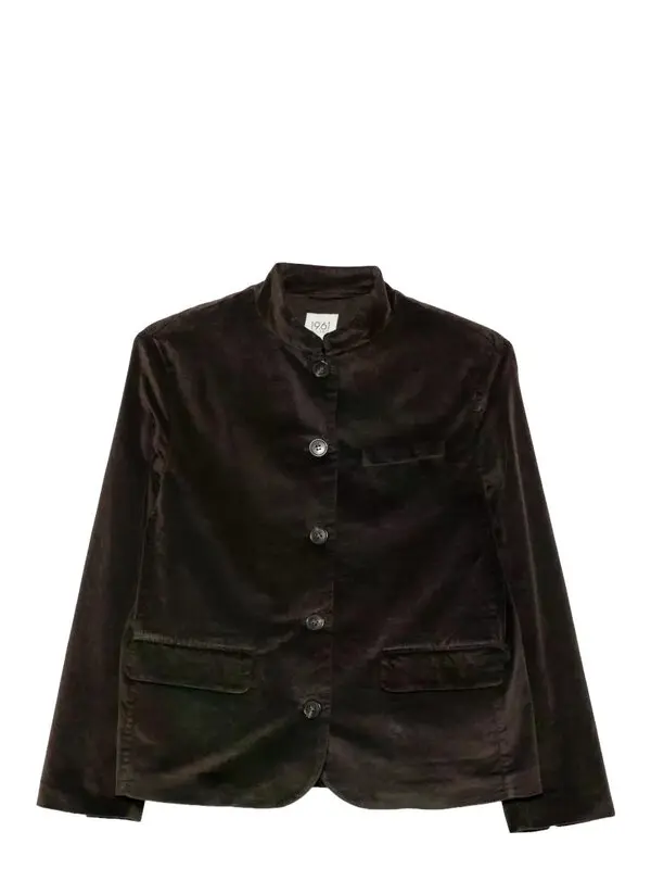 19.61 MILANO Velvet Mandarin-collar Jacket - Brown
