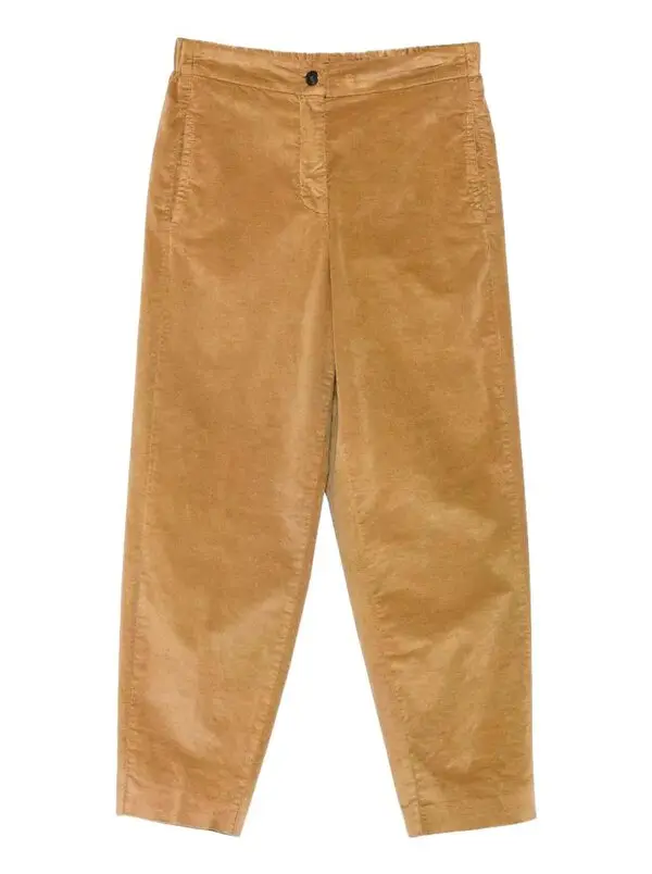19.61 MILANO Velvet-effect Straight-leg Trousers - Brown