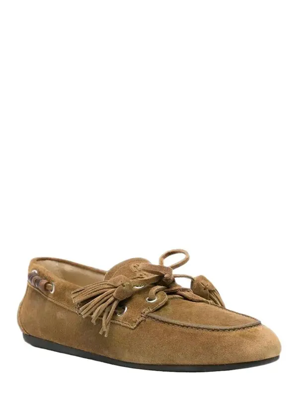 Miu Miu Tassel-detail Beaded Loafers - Brown