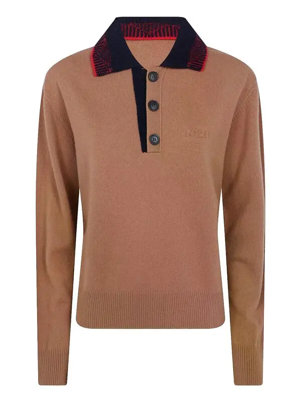 N°21 Wool Polo-collar Sweater - Brown