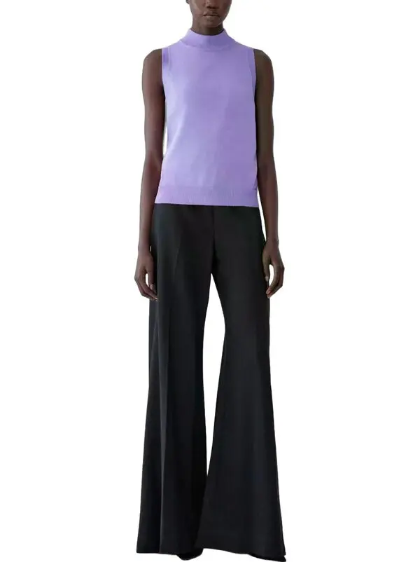 Carolina Herrera Sleeveless Mock Neck Knit Top - Purple