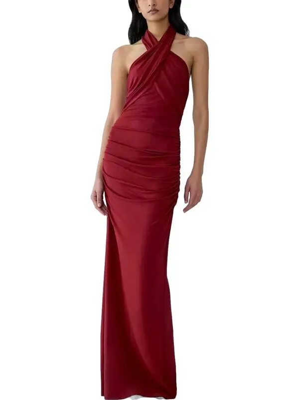 Carolina Herrera Criss-cross Halterneck Gown - Red