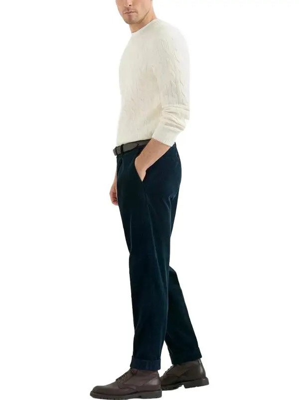 Brunello Cucinelli Garment-dyed Cotton Corduroy Pleated Trousers - Blue