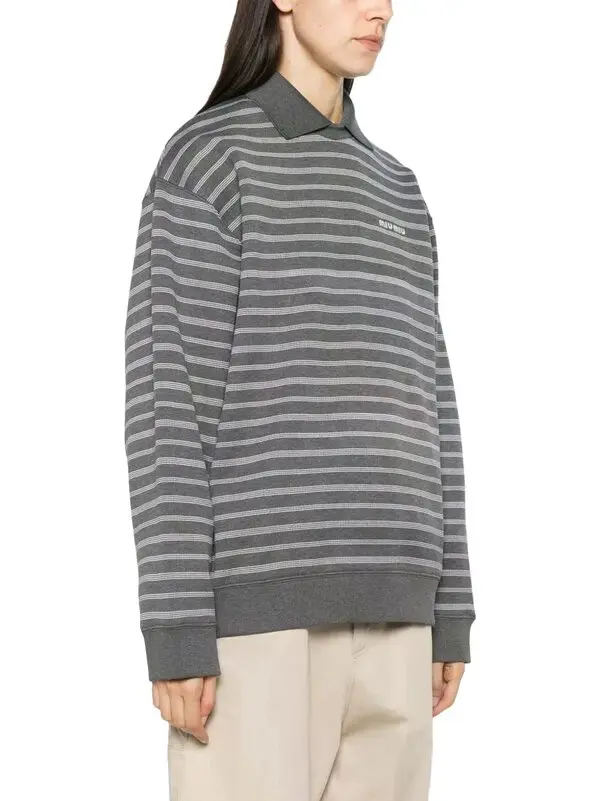 Miu Miu Striped Knit Polo - Grey