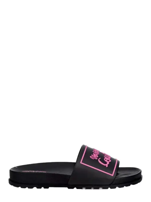 Versace Logo Print Slides - Black