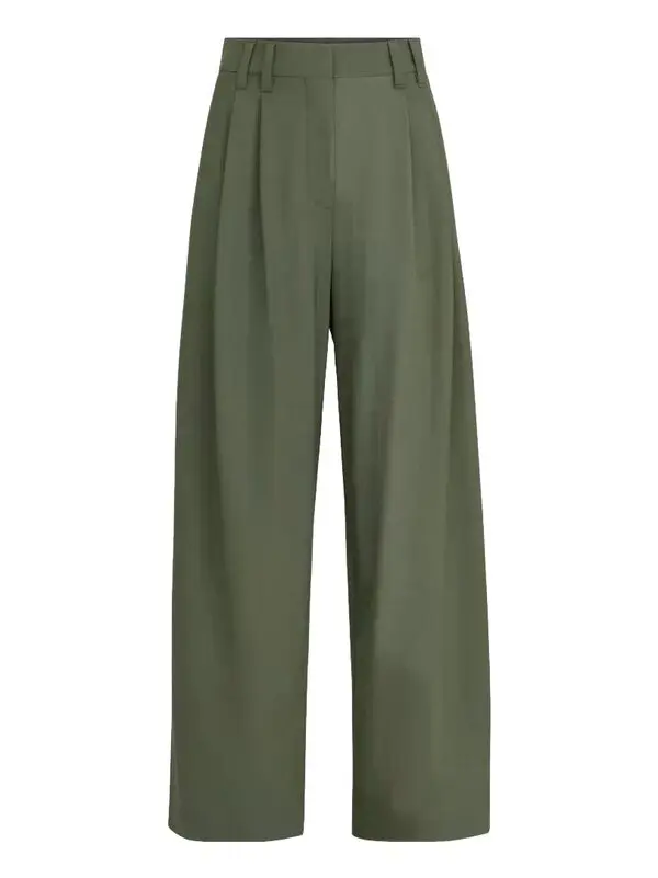 Brunello Cucinelli Tropical Luxury Wool Tailored Trousers With Monili - Green