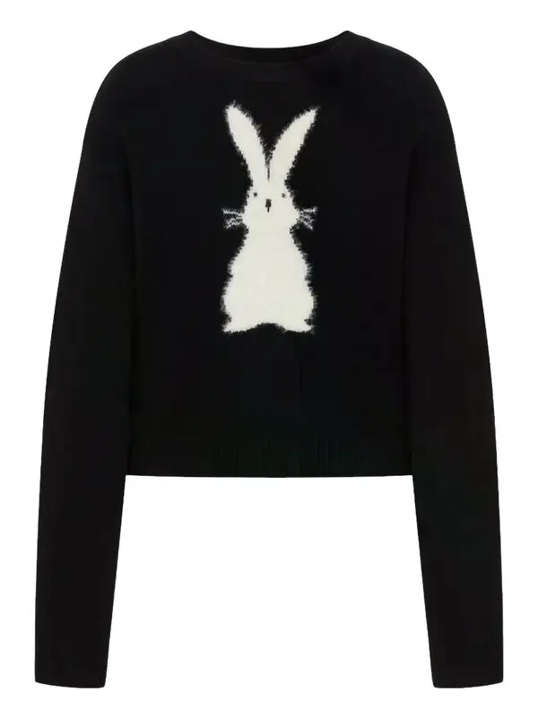 Moschino Wool Sweater With Rabbit Intarsia - Black