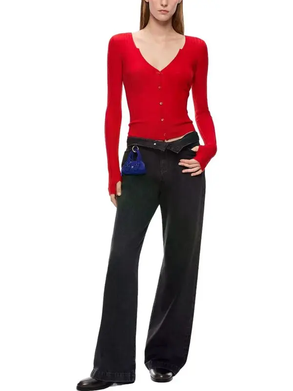 Pinko Ribbed Knit Button-up Cardigan - Red