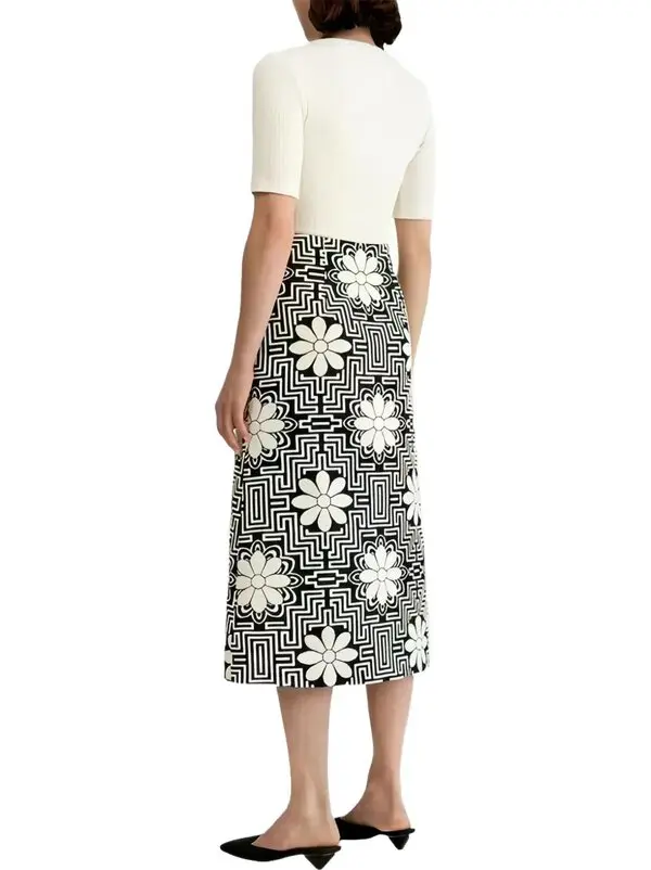 Smythe Floral-print A-line Midi Skirt - Black