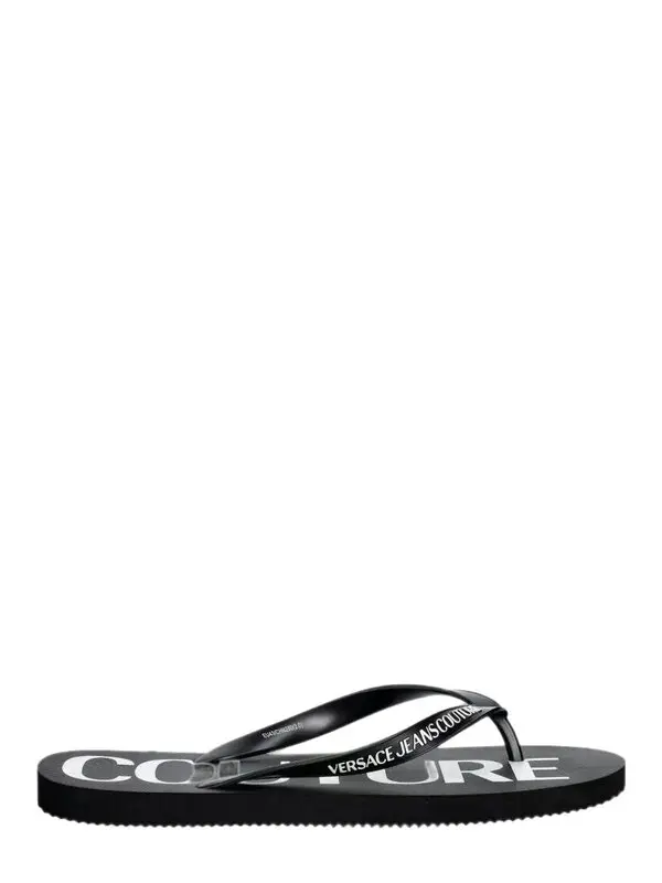 Versace Logo Print Flip Flops - Black