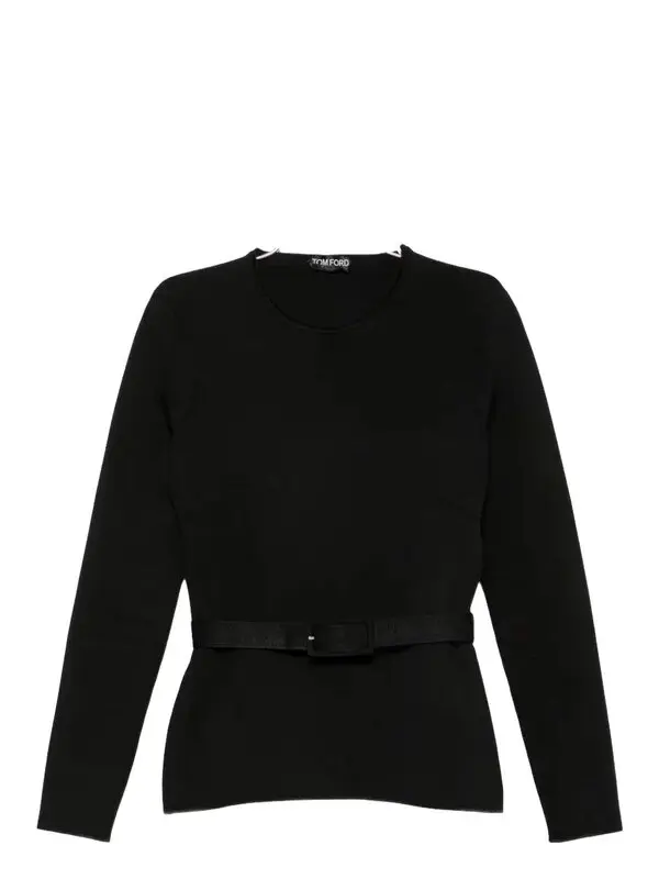 TOM FORD Belted Long-sleeve Sweater - Black