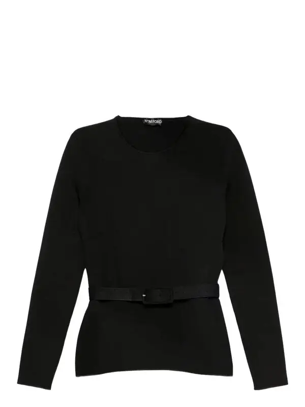 TOM FORD Belted Long-sleeve Sweater - Black