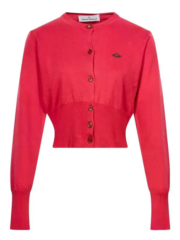 VIVIENNE WESTWOOD Orb-embroidered Cropped Cardigan - Red