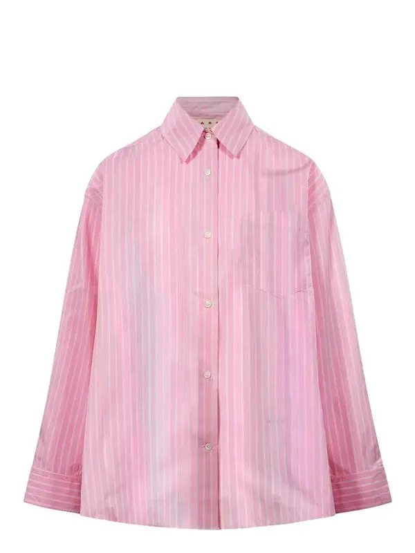 Marni Vertical-stripe Chest-pocket Shirt - Pink