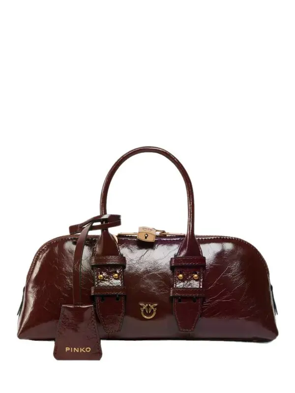 Pinko Escape Bag Horizontal Small Handbag In New Shiny Leather - Red