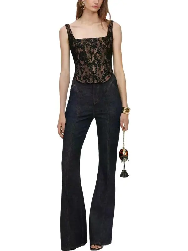 SELF-PORTRAIT Lace Corset Top - Black