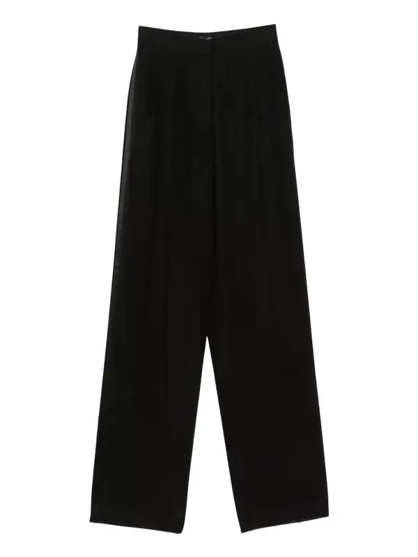 TOM FORD Satin-trimmed Pleated Wide-leg Trousers - Black
