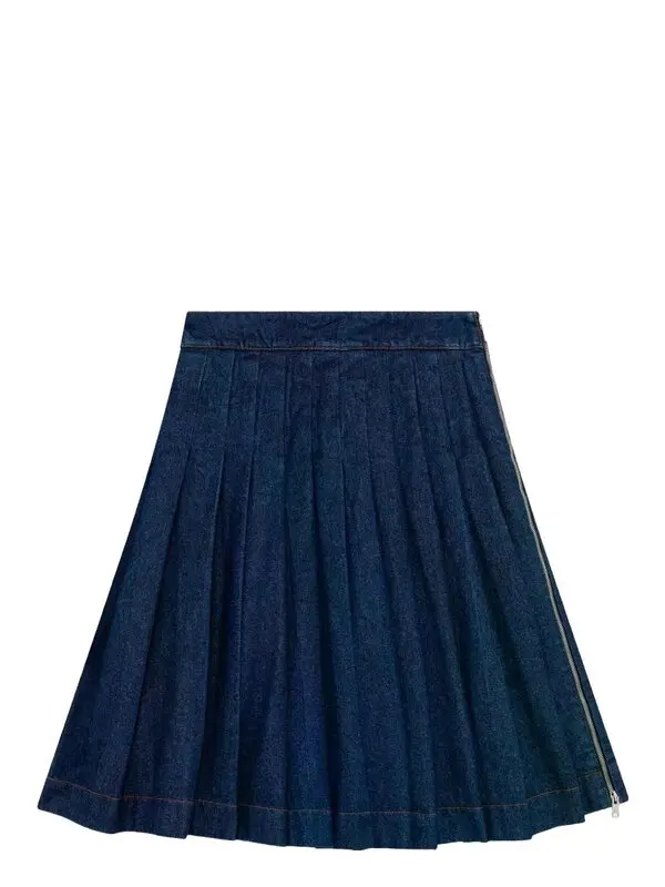 MSGM Pleated Zip-fastening Midi Skirt - Blue