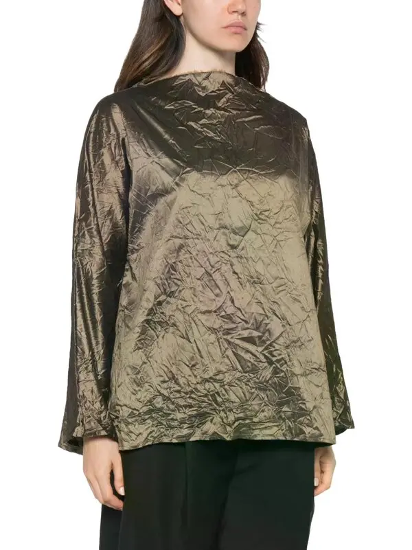 DANIELA GREGIS Crinkled Long-sleeve Blouse - Brown